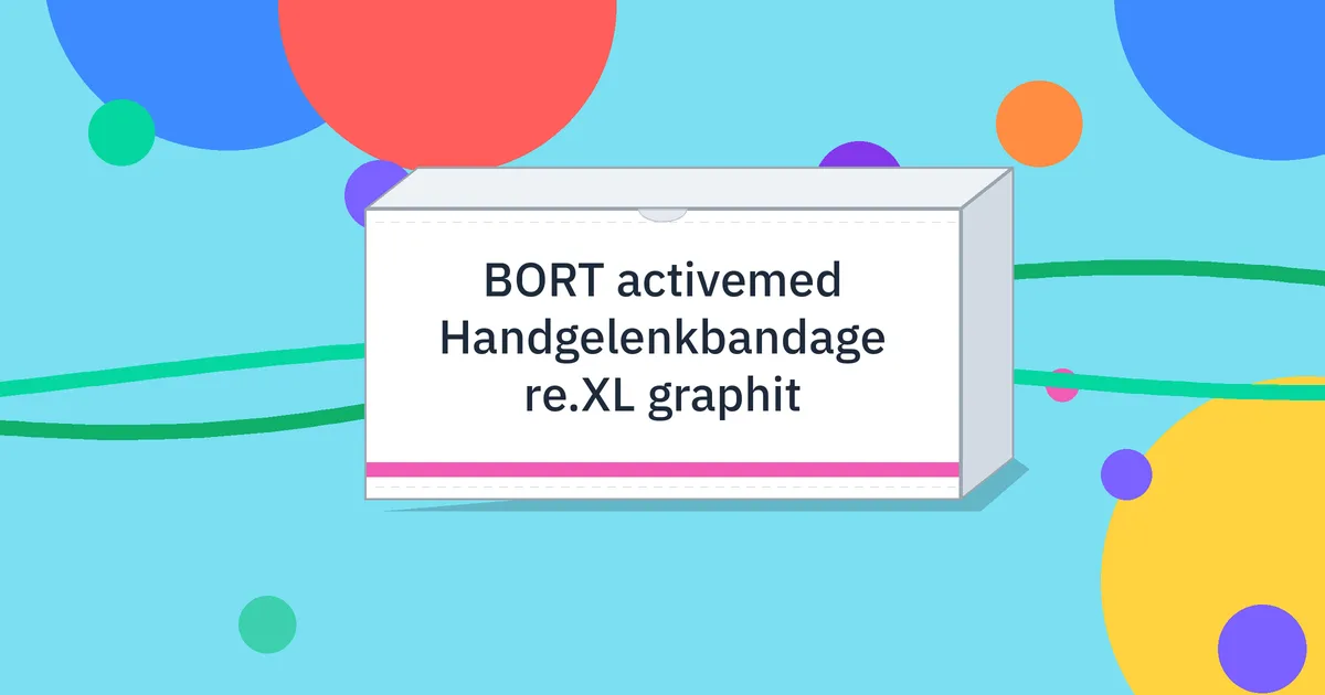 Symbolbild: Packung mit der Aufschrift BORT activemed Handgelenkbandage re.XL graphit (PZN 17582029) – Verfügbarkeit und Bezug in Apotheken in Frankfurt am Main