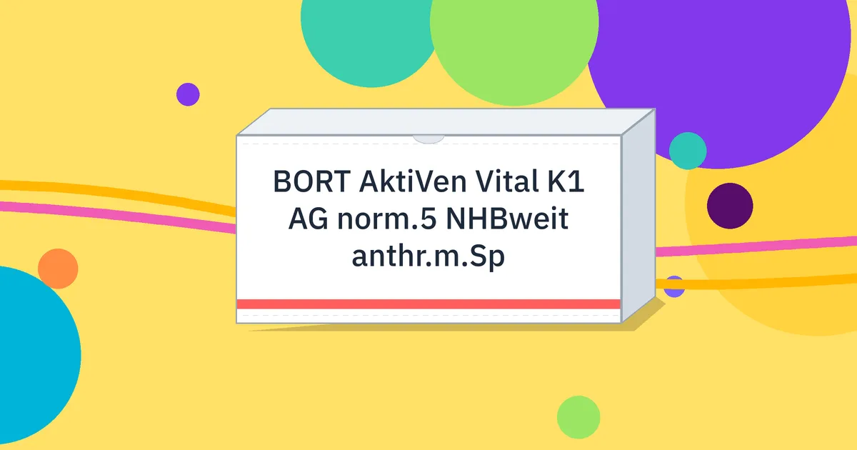 Symbolbild: Packung mit der Aufschrift BORT AktiVen Vital K1 AG norm.5 NHBweit anthr.m.Sp (PZN 13734005) – Verfügbarkeit und Bezug in Apotheken in Frankfurt am Main