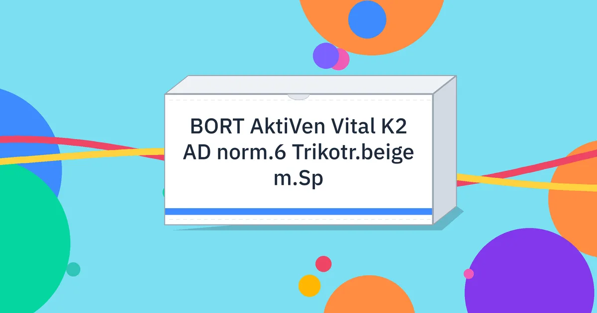 Symbolbild: Packung mit der Aufschrift BORT AktiVen Vital K2 AD norm.6 Trikotr.beige m.Sp (PZN 13727206) – Verfügbarkeit und Bezug in Apotheken in Frankfurt am Main