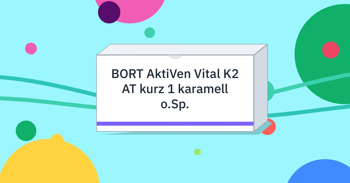 Symbolbild: Packung mit der Aufschrift BORT AktiVen Vital K2 AT kurz 1 karamell o.Sp. (PZN 13737647) – Verfügbarkeit und Bezug in Apotheken in Frankfurt am Main