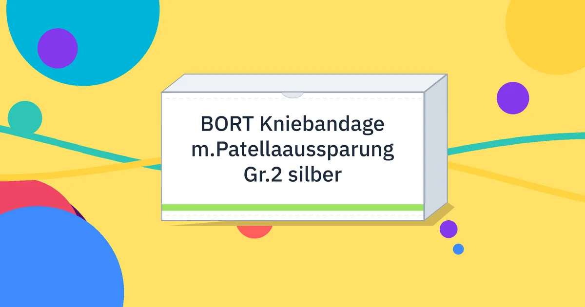 Symbolbild: Packung mit der Aufschrift BORT Kniebandage m.Patellaaussparung Gr.2 silber (PZN 16844792) – Verfügbarkeit und Bezug in Apotheken in Frankfurt am Main