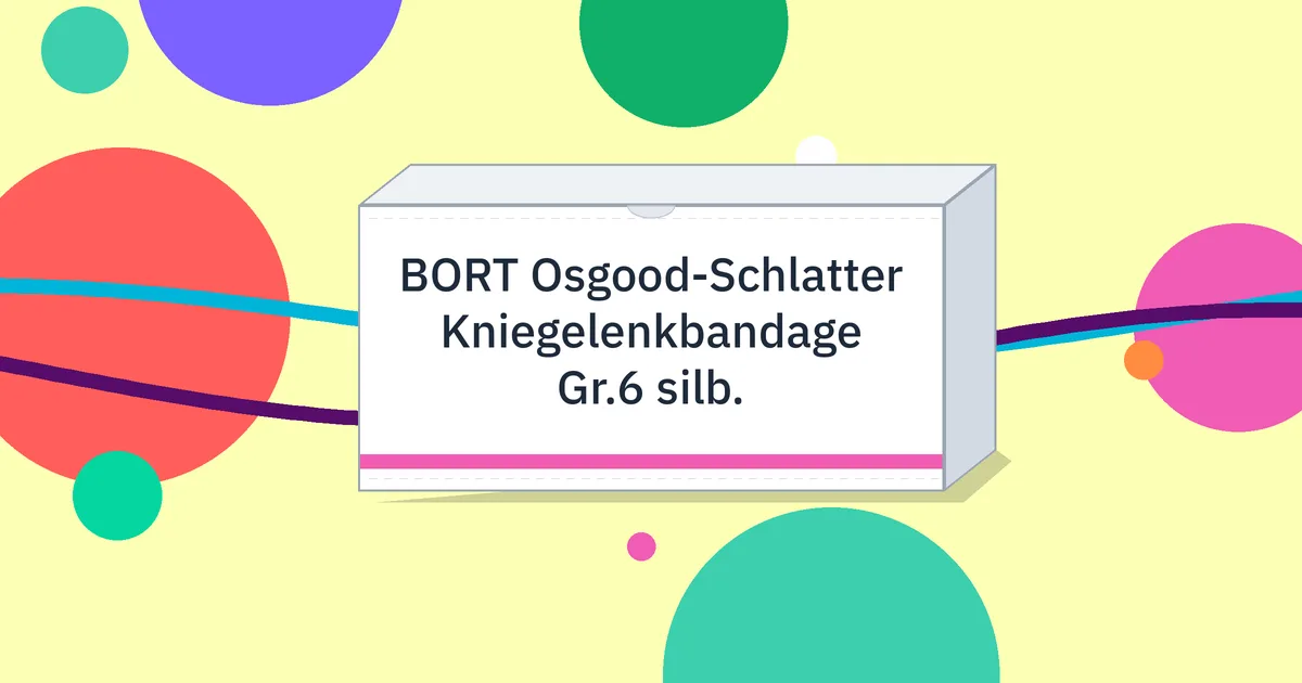 Symbolbild: Packung mit der Aufschrift BORT Osgood-Schlatter Kniegelenkbandage Gr.6 silb. (PZN 19634322) – Verfügbarkeit und Bezug in Apotheken in Frankfurt am Main