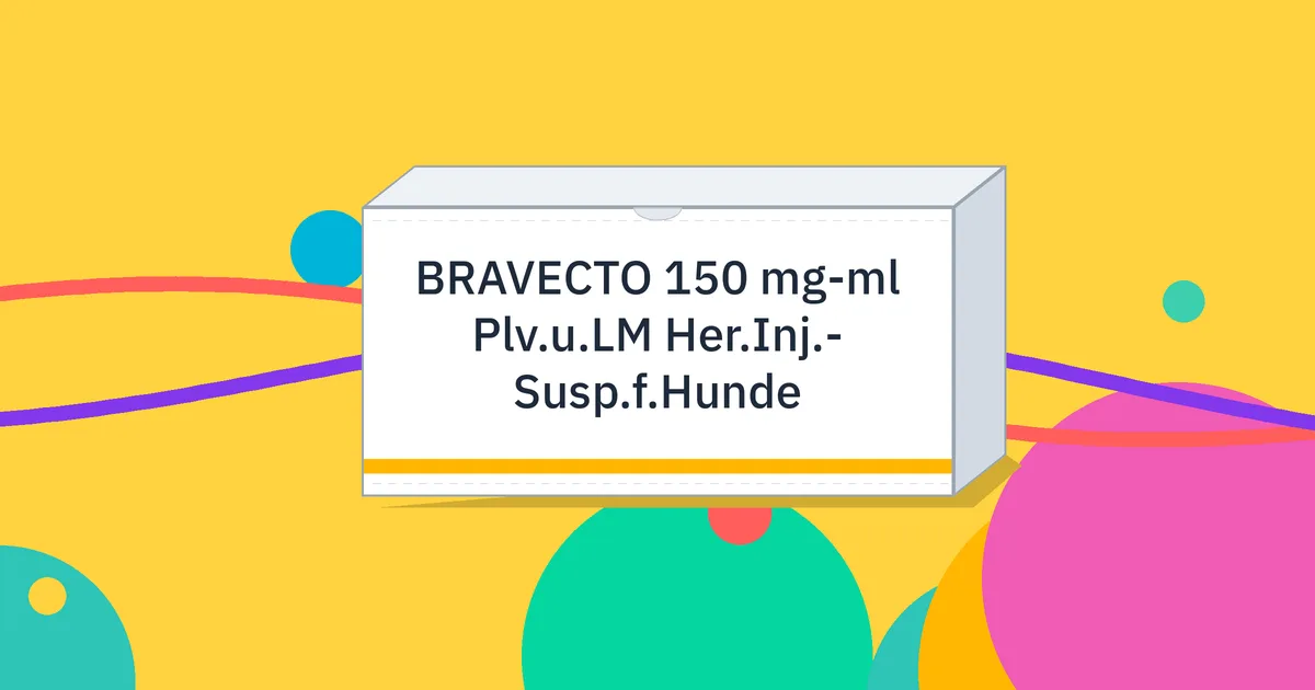 Symbolbild: Packung mit der Aufschrift BRAVECTO 150 mg-ml Plv.u.LM Her.Inj.-Susp.f.Hunde (PZN 19248636) – Verfügbarkeit und Bezug in Apotheken in Frankfurt am Main