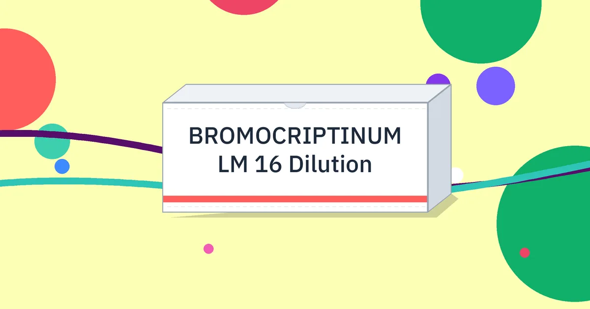 Symbolbild: Packung mit der Aufschrift BROMOCRIPTINUM LM 16 Dilution (PZN 13396637) – Verfügbarkeit und Bezug in Apotheken in Frankfurt am Main