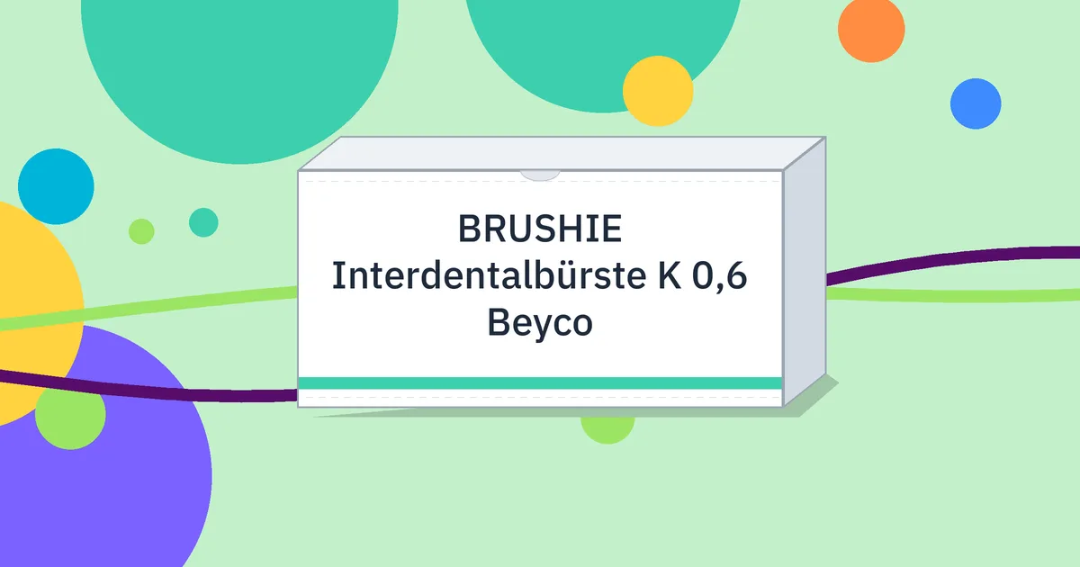 Symbolbild: Packung mit der Aufschrift BRUSHIE Interdentalbürste K 0,6 Beyco (PZN 09043873) – Verfügbarkeit und Bezug in Apotheken in Frankfurt am Main
