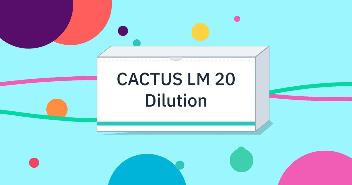 Symbolbild: Packung mit der Aufschrift CACTUS LM 20 Dilution (PZN 12797506) – Verfügbarkeit und Bezug in Apotheken in Frankfurt am Main