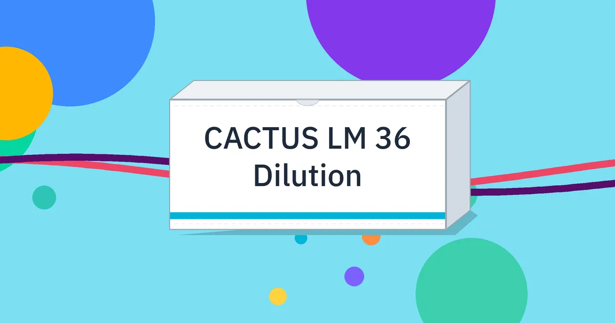 Symbolbild: Packung mit der Aufschrift CACTUS LM 36 Dilution (PZN 12797601) – Verfügbarkeit und Bezug in Apotheken in Frankfurt am Main