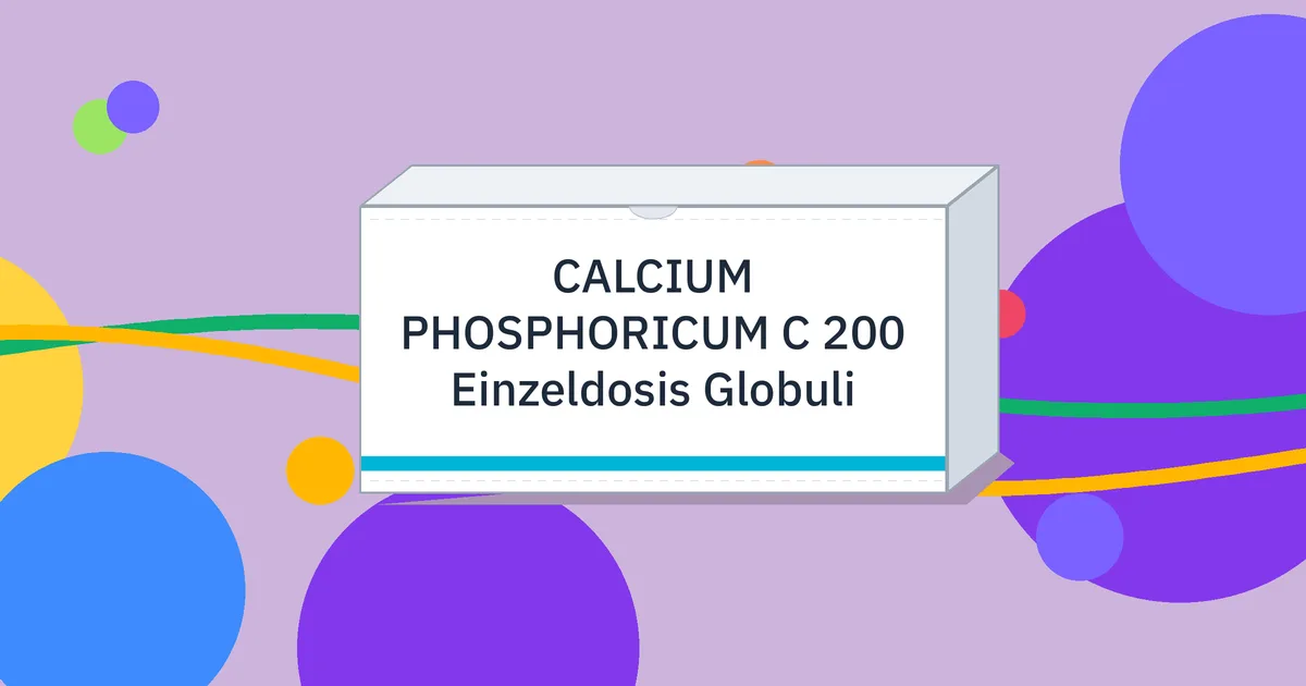 Symbolbild: Packung mit der Aufschrift CALCIUM PHOSPHORICUM C 200 Einzeldosis Globuli (PZN 01543837) – Verfügbarkeit und Bezug in Apotheken in Frankfurt am Main