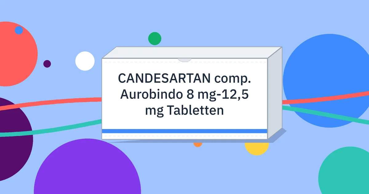 Symbolbild: Packung mit der Aufschrift CANDESARTAN comp. Aurobindo 8 mg-12,5 mg Tabletten (PZN 11172649) – Verfügbarkeit und Bezug in Apotheken in Frankfurt am Main