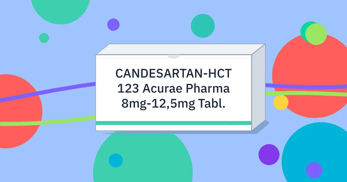 Symbolbild: Packung mit der Aufschrift CANDESARTAN-HCT 123 Acurae Pharma 8mg-12,5mg Tabl. (PZN 19266605) – Verfügbarkeit und Bezug in Apotheken in Frankfurt am Main