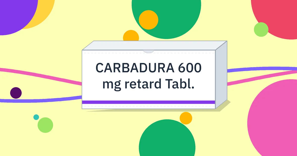 Symbolbild: Packung mit der Aufschrift CARBADURA 600 mg retard Tabl. (PZN 00914177) – Verfügbarkeit und Bezug in Apotheken in Frankfurt am Main