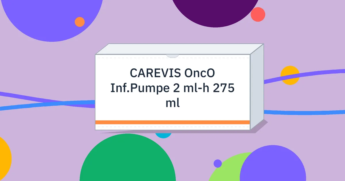 Symbolbild: Packung mit der Aufschrift CAREVIS OncO Inf.Pumpe 2 ml-h 275 ml (PZN 19117489) – Verfügbarkeit und Bezug in Apotheken in Frankfurt am Main