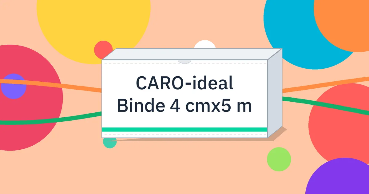 Symbolbild: Packung mit der Aufschrift CARO-ideal Binde 4 cmx5 m (PZN 11670442) – Verfügbarkeit und Bezug in Apotheken in Frankfurt am Main