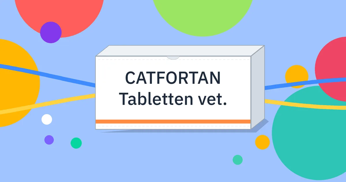 Symbolbild: Packung mit der Aufschrift CATFORTAN Tabletten vet. (PZN 03557861) – Verfügbarkeit und Bezug in Apotheken in Frankfurt am Main