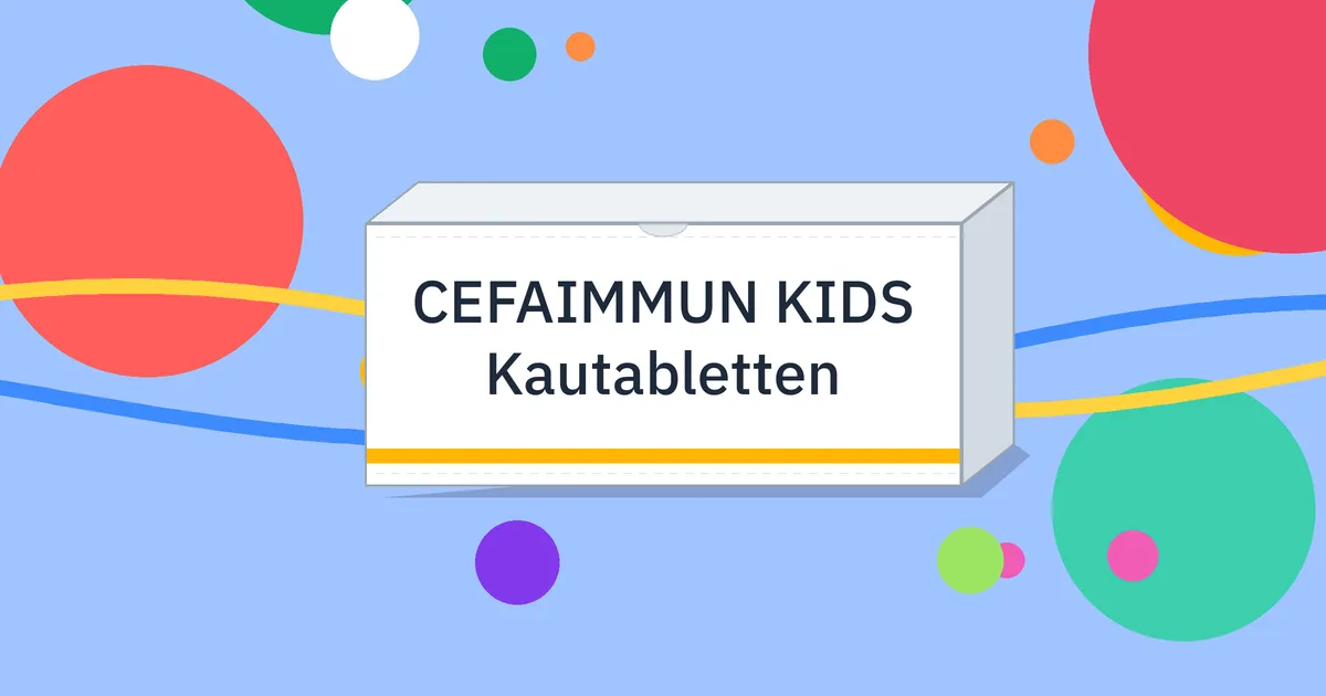 Symbolbild: Packung mit der Aufschrift CEFAIMMUN KIDS Kautabletten (PZN 18066318) – Verfügbarkeit und Bezug in Apotheken in Frankfurt am Main