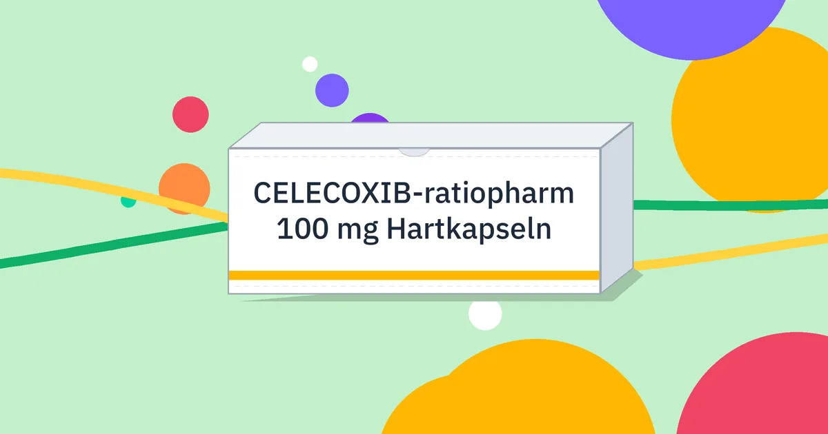 Symbolbild: Packung mit der Aufschrift CELECOXIB-ratiopharm 100 mg Hartkapseln (PZN 19172867) – Verfügbarkeit und Bezug in Apotheken in Frankfurt am Main