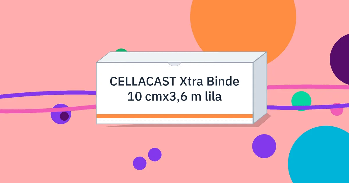 Symbolbild: Packung mit der Aufschrift CELLACAST Xtra Binde 10 cmx3,6 m lila (PZN 14252774) – Verfügbarkeit und Bezug in Apotheken in Frankfurt am Main