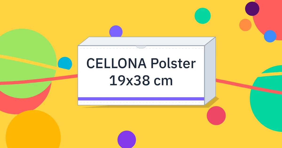 Symbolbild: Packung mit der Aufschrift CELLONA Polster 19x38 cm (PZN 20869303) – Verfügbarkeit und Bezug in Apotheken in Frankfurt am Main