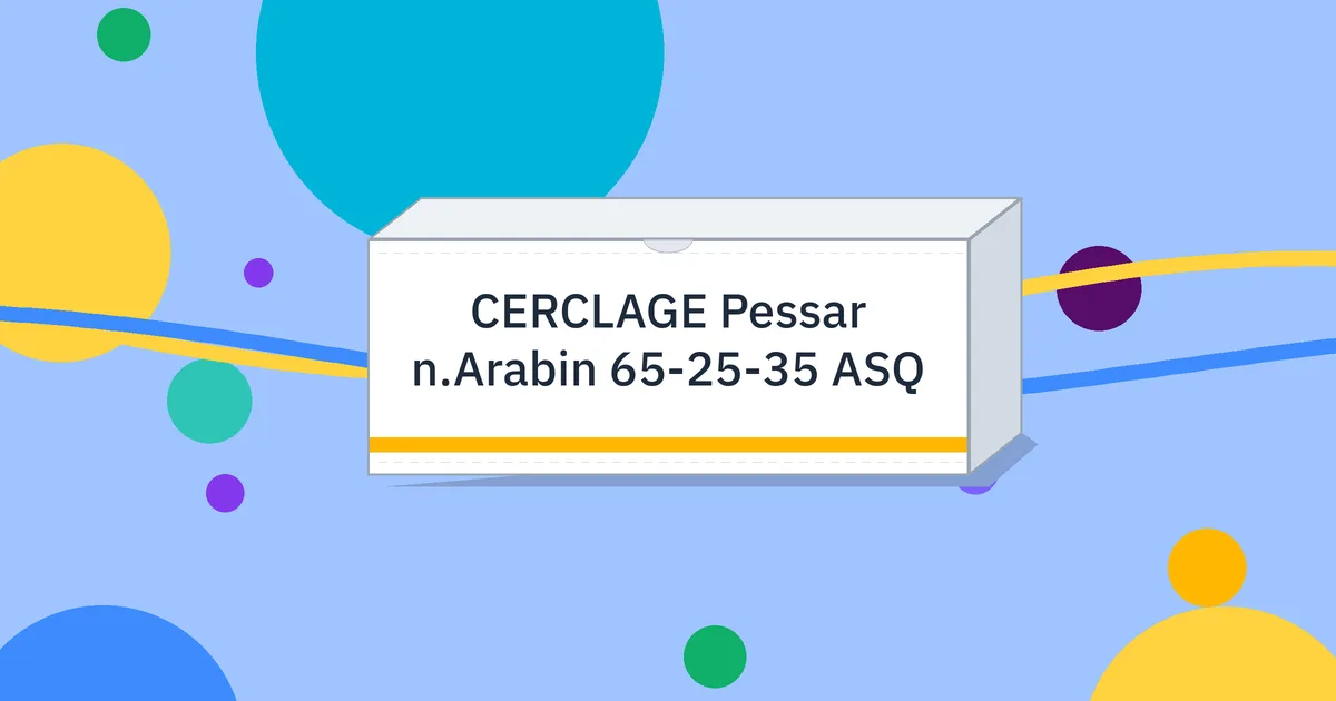 Symbolbild: Packung mit der Aufschrift CERCLAGE Pessar n.Arabin 65-25-35 ASQ (PZN 03373954) – Verfügbarkeit und Bezug in Apotheken in Frankfurt am Main