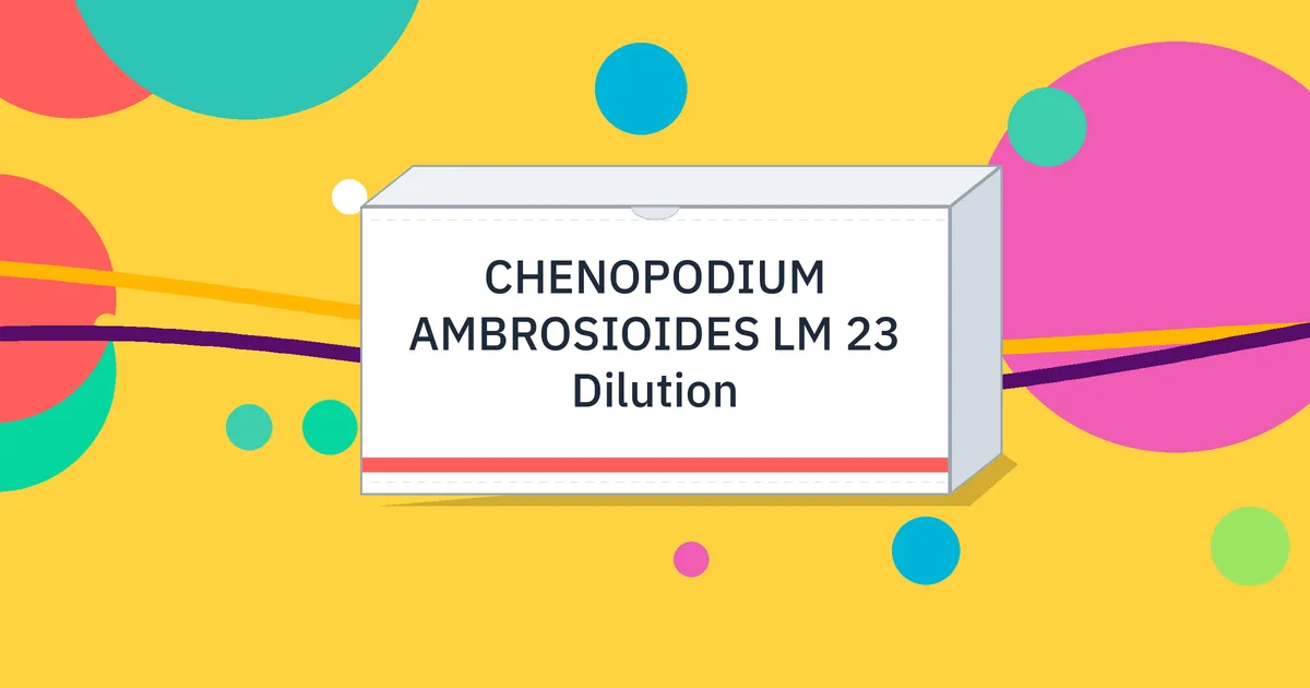 Symbolbild: Packung mit der Aufschrift CHENOPODIUM AMBROSIOIDES LM 23 Dilution (PZN 13440491) – Verfügbarkeit und Bezug in Apotheken in Frankfurt am Main