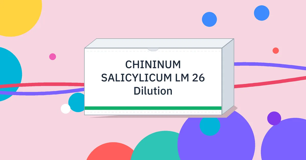 Symbolbild: Packung mit der Aufschrift CHININUM SALICYLICUM LM 26 Dilution (PZN 12815776) – Verfügbarkeit und Bezug in Apotheken in Frankfurt am Main