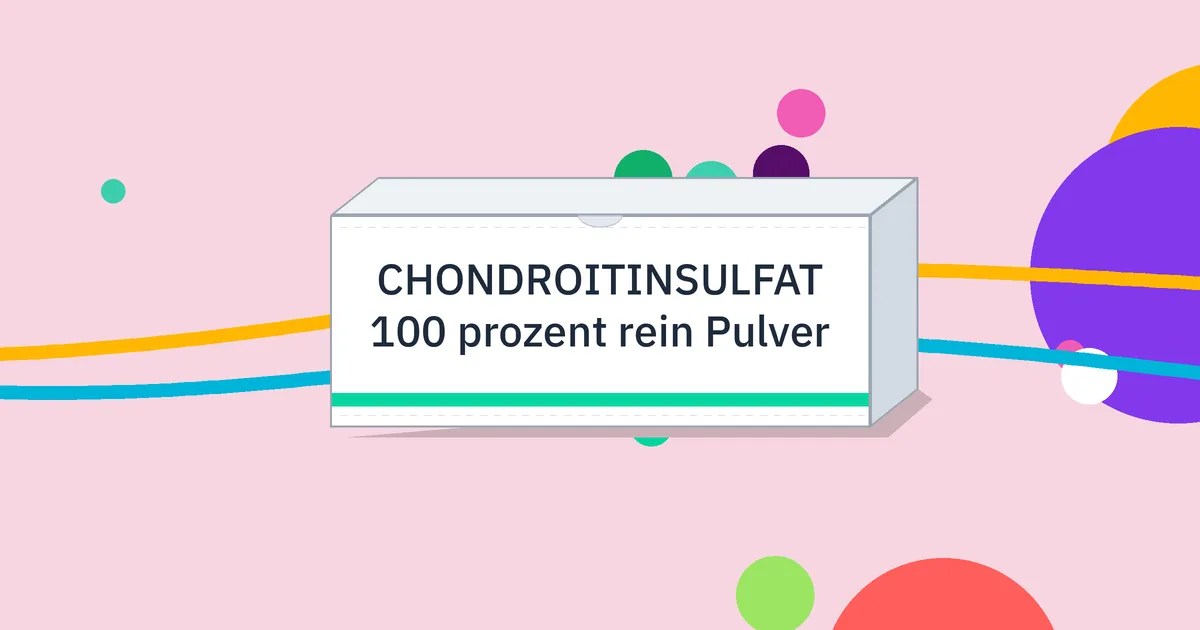 Symbolbild: Packung mit der Aufschrift CHONDROITINSULFAT 100 prozent rein Pulver (PZN 07572426) – Verfügbarkeit und Bezug in Apotheken in Frankfurt am Main