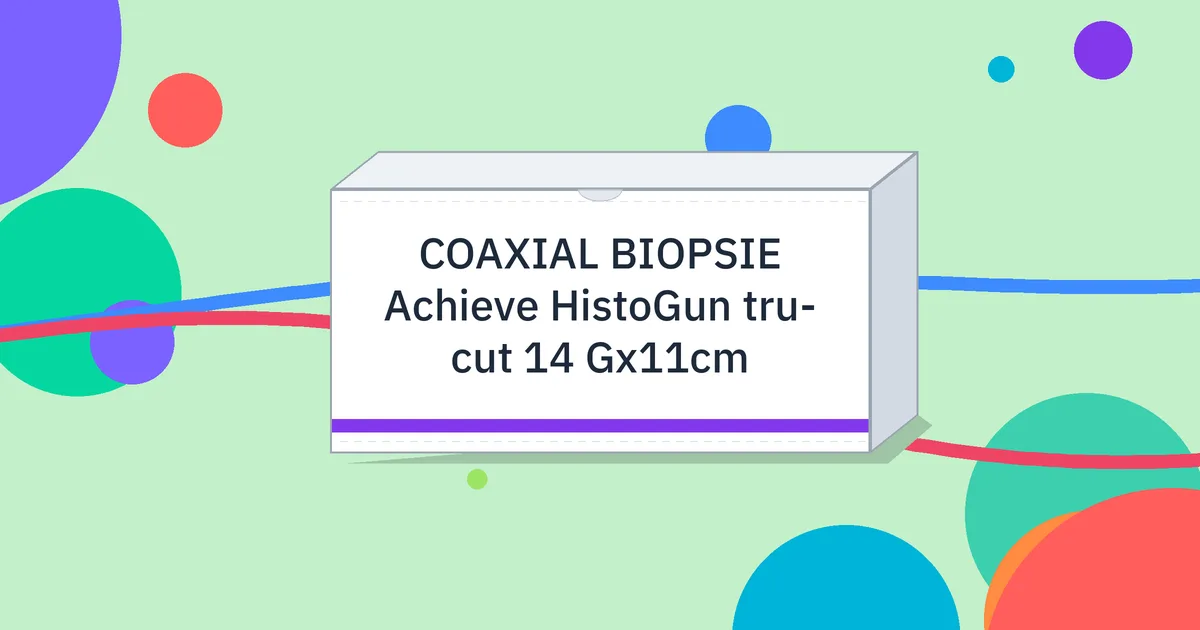 Symbolbild: Packung mit der Aufschrift COAXIAL BIOPSIE Achieve HistoGun tru-cut 14 Gx11cm (PZN 02414898) – Verfügbarkeit und Bezug in Apotheken in Frankfurt am Main