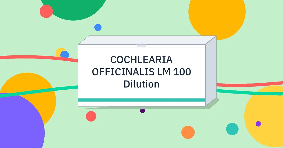Symbolbild: Packung mit der Aufschrift COCHLEARIA OFFICINALIS LM 100 Dilution (PZN 12829778) – Verfügbarkeit und Bezug in Apotheken in Frankfurt am Main
