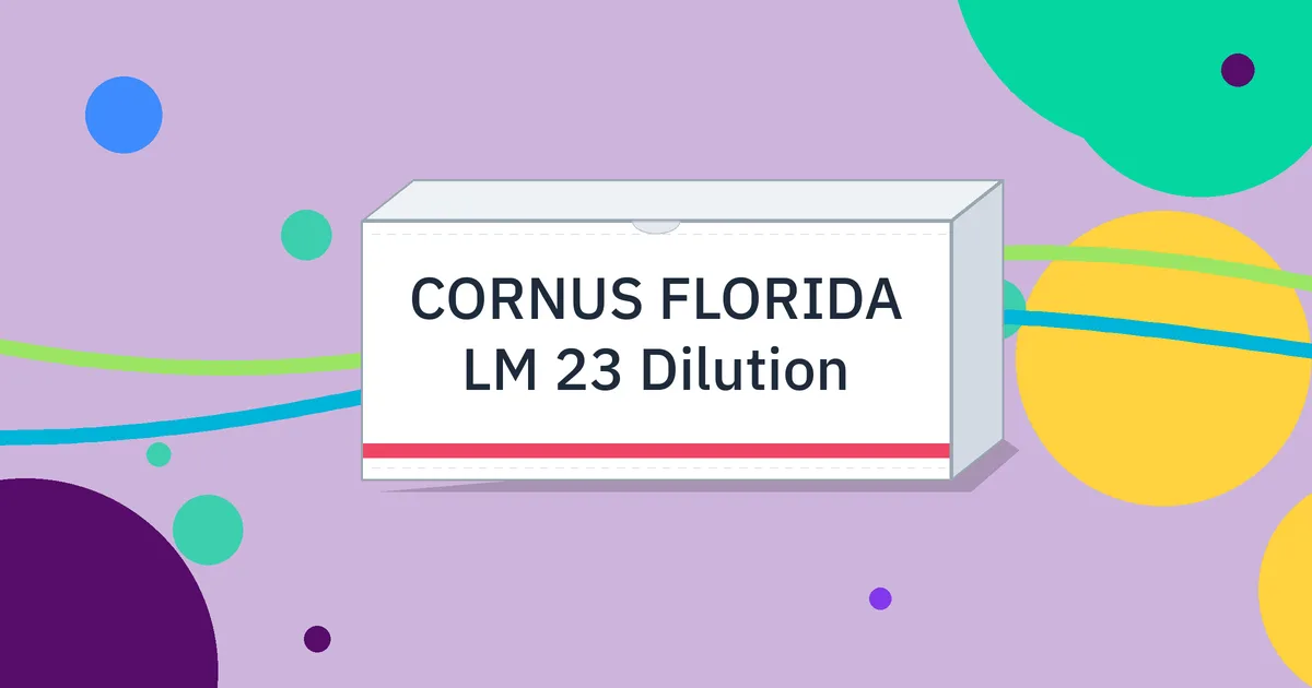 Symbolbild: Packung mit der Aufschrift CORNUS FLORIDA LM 23 Dilution (PZN 13452732) – Verfügbarkeit und Bezug in Apotheken in Frankfurt am Main