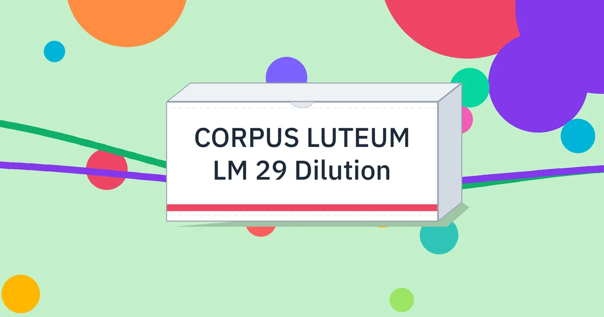 Symbolbild: Packung mit der Aufschrift CORPUS LUTEUM LM 29 Dilution (PZN 12835046) – Verfügbarkeit und Bezug in Apotheken in Frankfurt am Main