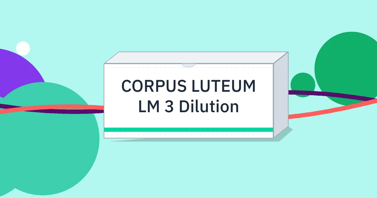 Symbolbild: Packung mit der Aufschrift CORPUS LUTEUM LM 3 Dilution (PZN 09651029) – Verfügbarkeit und Bezug in Apotheken in Frankfurt am Main