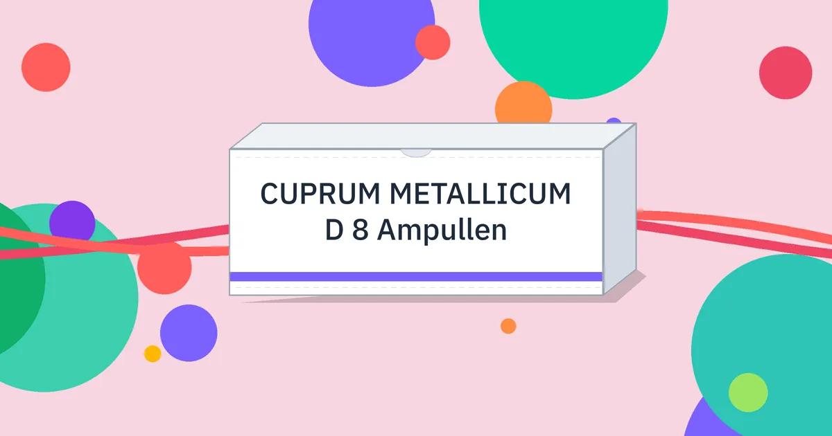 Symbolbild: Packung mit der Aufschrift CUPRUM METALLICUM D 8 Ampullen (PZN 11705577) – Verfügbarkeit und Bezug in Apotheken in Frankfurt am Main