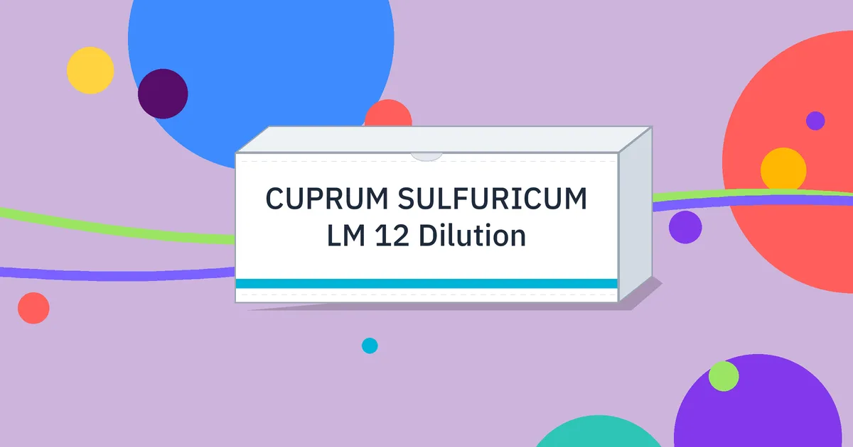 Symbolbild: Packung mit der Aufschrift CUPRUM SULFURICUM LM 12 Dilution (PZN 12839038) – Verfügbarkeit und Bezug in Apotheken in Frankfurt am Main