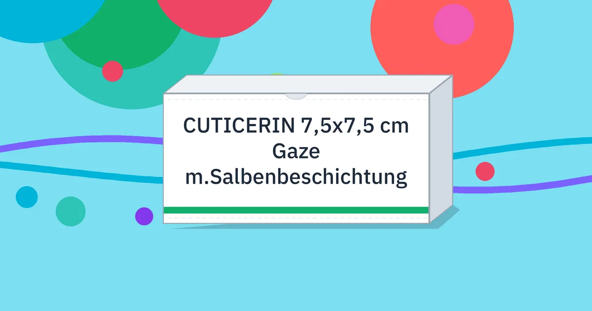 Symbolbild: Packung mit der Aufschrift CUTICERIN 7,5x7,5 cm Gaze m.Salbenbeschichtung (PZN 20120025) – Verfügbarkeit und Bezug in Apotheken in Frankfurt am Main