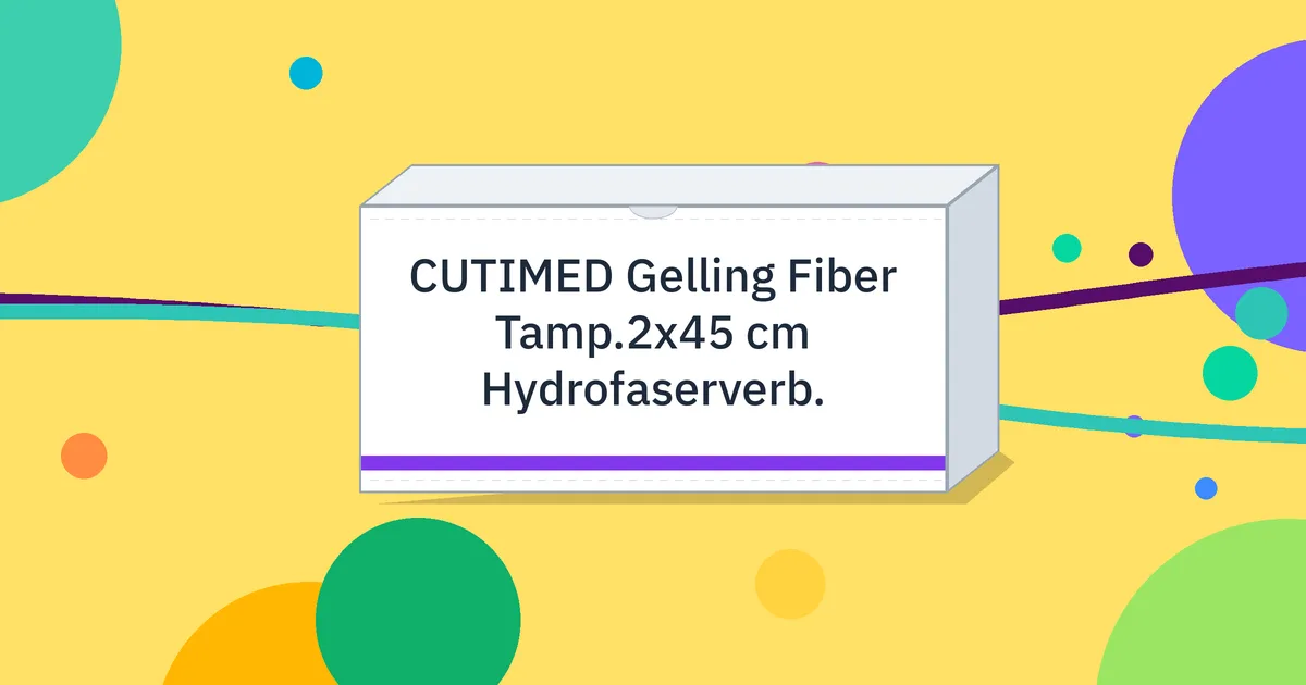 Symbolbild: Packung mit der Aufschrift CUTIMED Gelling Fiber Tamp.2x45 cm Hydrofaserverb. (PZN 16760380) – Verfügbarkeit und Bezug in Apotheken in Frankfurt am Main