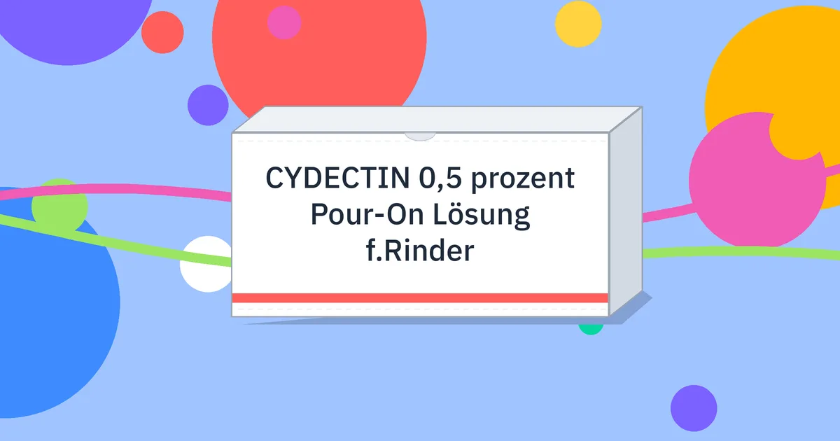 Symbolbild: Packung mit der Aufschrift CYDECTIN 0,5 prozent Pour-On Lösung f.Rinder (PZN 07725628) – Verfügbarkeit und Bezug in Apotheken in Frankfurt am Main