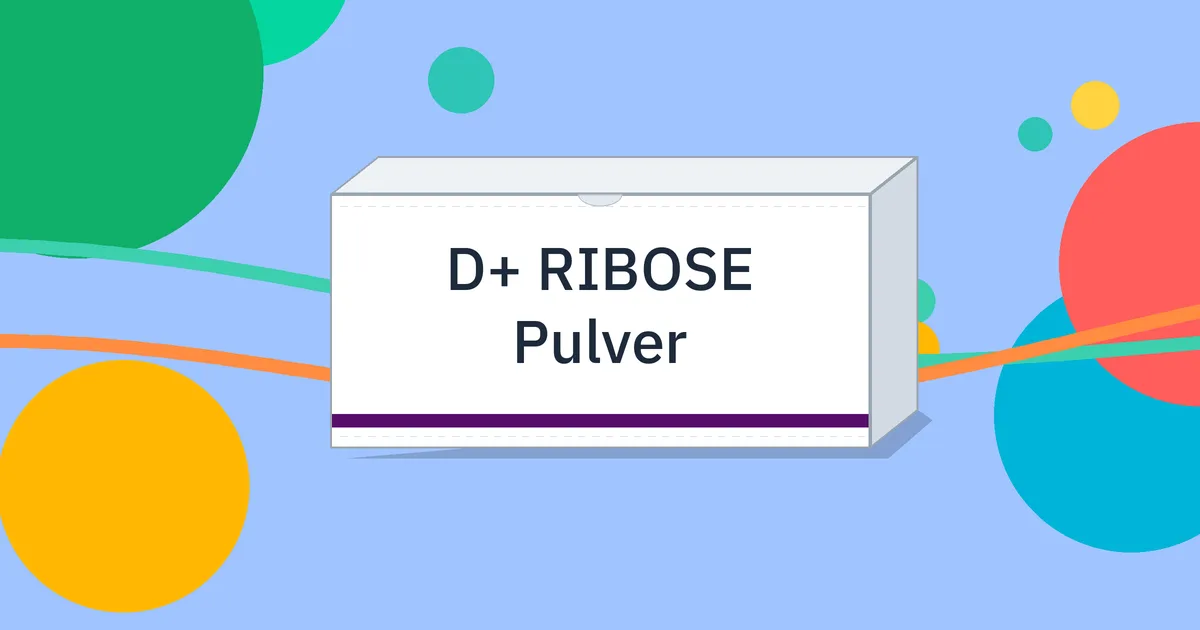 Symbolbild: Packung mit der Aufschrift D+ RIBOSE Pulver (PZN 18798122) – Verfügbarkeit und Bezug in Apotheken in Frankfurt am Main