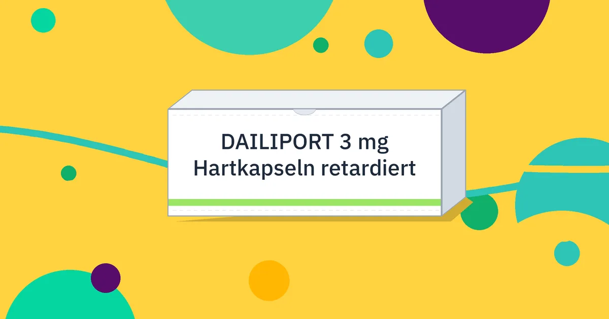 Symbolbild: Packung mit der Aufschrift DAILIPORT 3 mg Hartkapseln retardiert (PZN 16228751) – Verfügbarkeit und Bezug in Apotheken in Frankfurt am Main