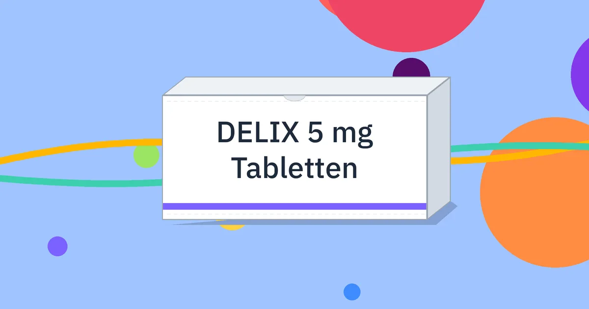 Symbolbild: Packung mit der Aufschrift DELIX 5 mg Tabletten (PZN 01097987) – Verfügbarkeit und Bezug in Apotheken in Frankfurt am Main