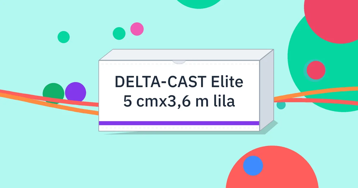 Symbolbild: Packung mit der Aufschrift DELTA-CAST Elite 5 cmx3,6 m lila (PZN 07550560) – Verfügbarkeit und Bezug in Apotheken in Frankfurt am Main