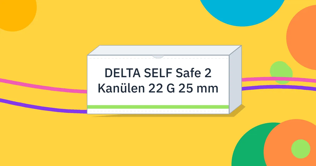 Symbolbild: Packung mit der Aufschrift DELTA SELF Safe 2 Kanülen 22 G 25 mm (PZN 07766484) – Verfügbarkeit und Bezug in Apotheken in Frankfurt am Main