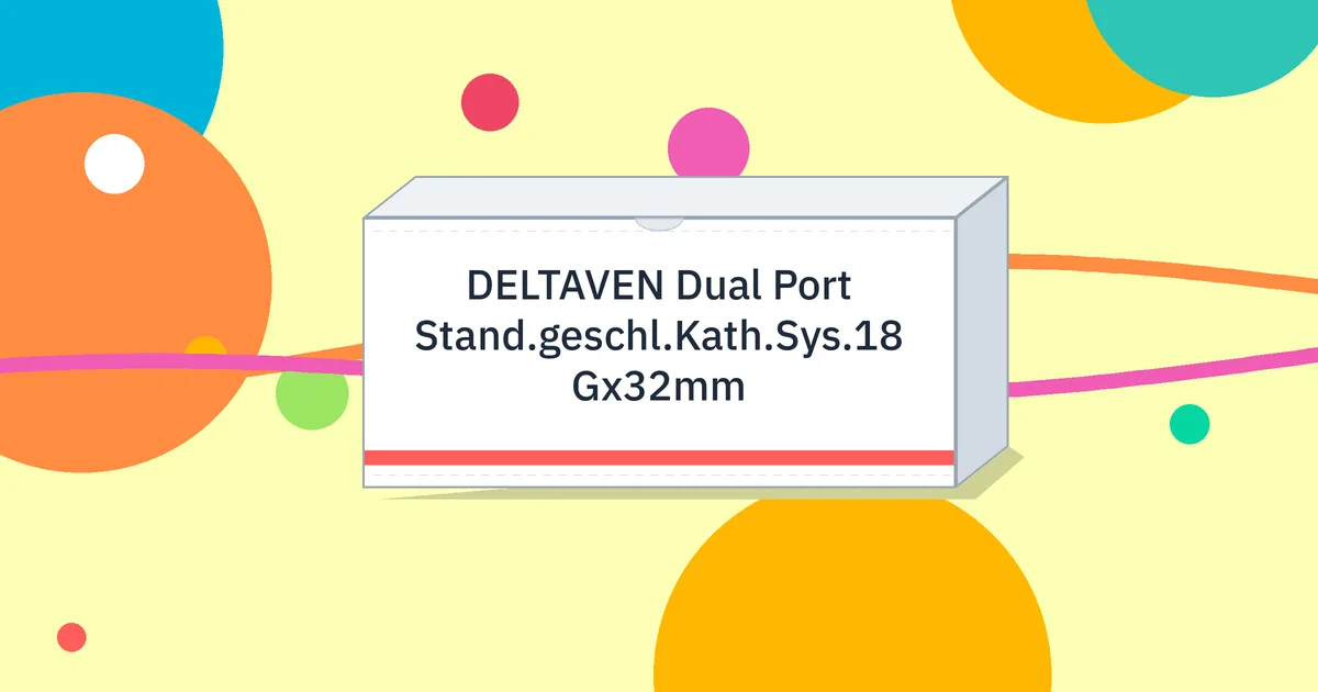 Symbolbild: Packung mit der Aufschrift DELTAVEN Dual Port Stand.geschl.Kath.Sys.18 Gx32mm (PZN 18873585) – Verfügbarkeit und Bezug in Apotheken in Frankfurt am Main