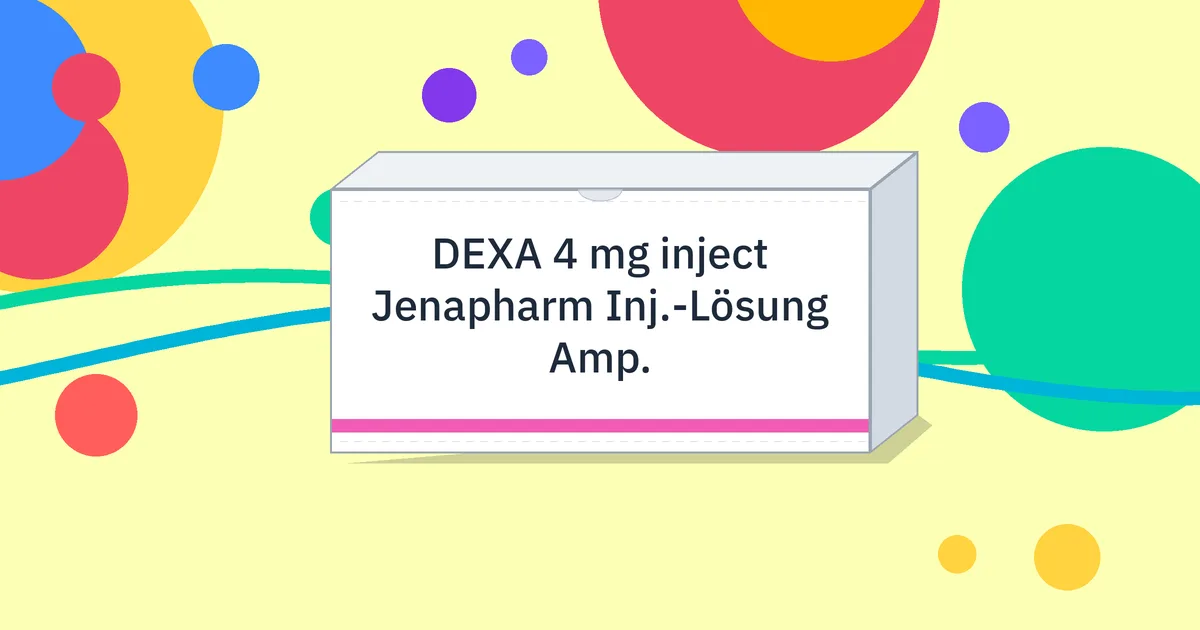 Symbolbild: Packung mit der Aufschrift DEXA 4 mg inject Jenapharm Inj.-Lösung Amp. (PZN 08754796) – Verfügbarkeit und Bezug in Apotheken in Frankfurt am Main