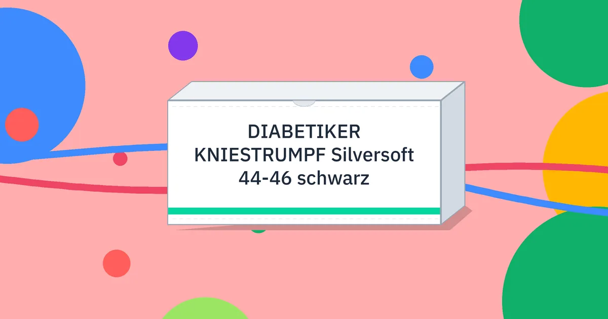 Symbolbild: Packung mit der Aufschrift DIABETIKER KNIESTRUMPF Silversoft 44-46 schwarz (PZN 02040245) – Verfügbarkeit und Bezug in Apotheken in Frankfurt am Main
