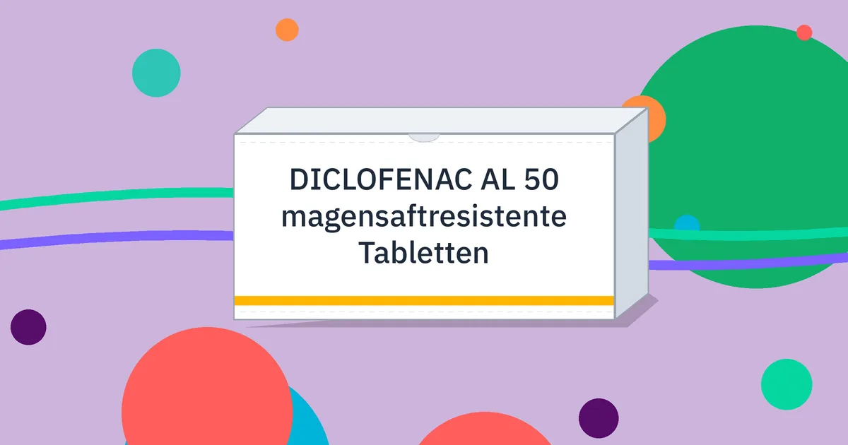 Symbolbild: Packung mit der Aufschrift DICLOFENAC AL 50 magensaftresistente Tabletten (PZN 03525401) – Verfügbarkeit und Bezug in Apotheken in Frankfurt am Main