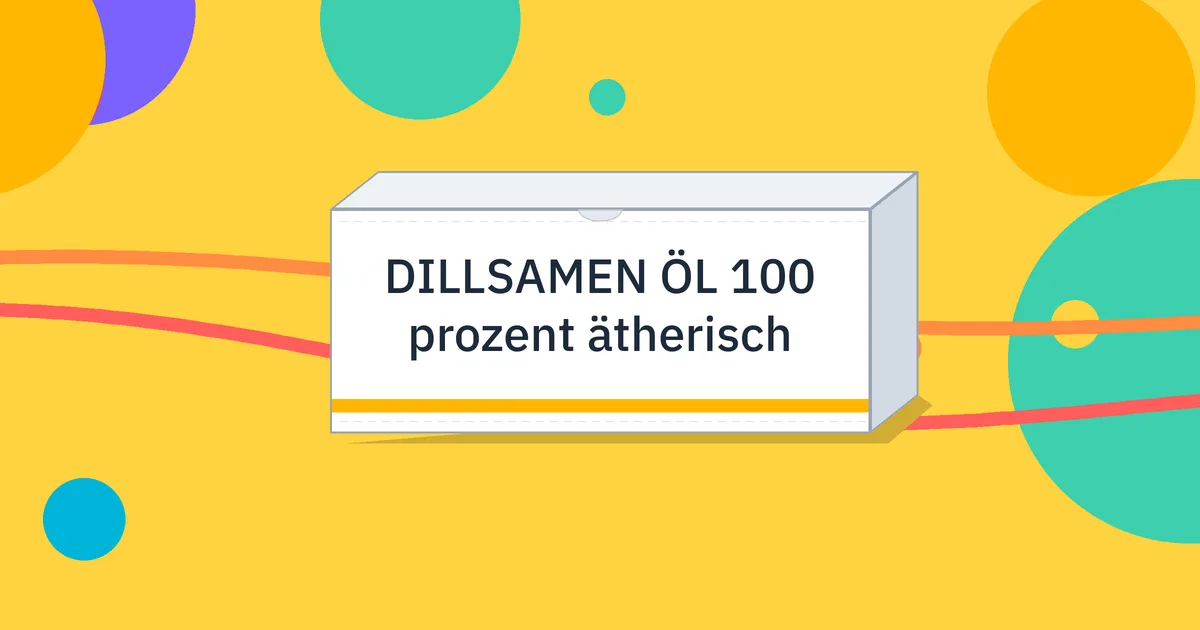 Symbolbild: Packung mit der Aufschrift DILLSAMEN ÖL 100 prozent ätherisch (PZN 01991889) – Verfügbarkeit und Bezug in Apotheken in Frankfurt am Main