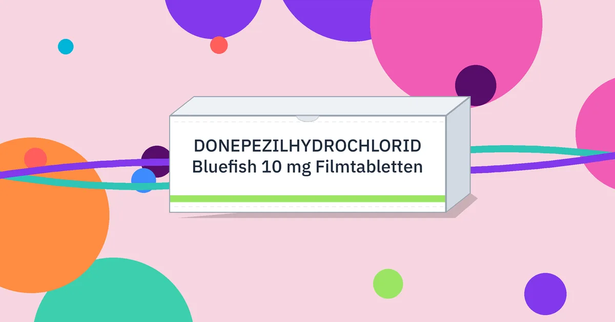 Symbolbild: Packung mit der Aufschrift DONEPEZILHYDROCHLORID Bluefish 10 mg Filmtabletten (PZN 09391427) – Verfügbarkeit und Bezug in Apotheken in Frankfurt am Main