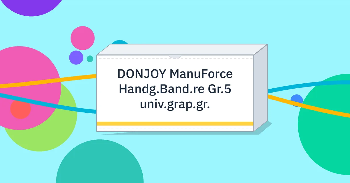 Symbolbild: Packung mit der Aufschrift DONJOY ManuForce Handg.Band.re Gr.5 univ.grap.gr. (PZN 18668419) – Verfügbarkeit und Bezug in Apotheken in Frankfurt am Main