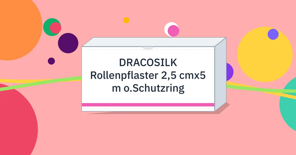 Symbolbild: Packung mit der Aufschrift DRACOSILK Rollenpflaster 2,5 cmx5 m o.Schutzring (PZN 14171082) – Verfügbarkeit und Bezug in Apotheken in Frankfurt am Main