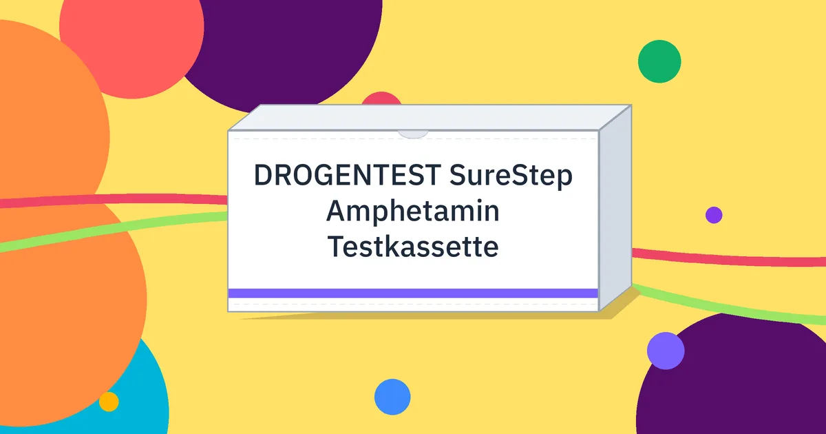 Symbolbild: Packung mit der Aufschrift DROGENTEST SureStep Amphetamin Testkassette (PZN 16573525) – Verfügbarkeit und Bezug in Apotheken in Frankfurt am Main